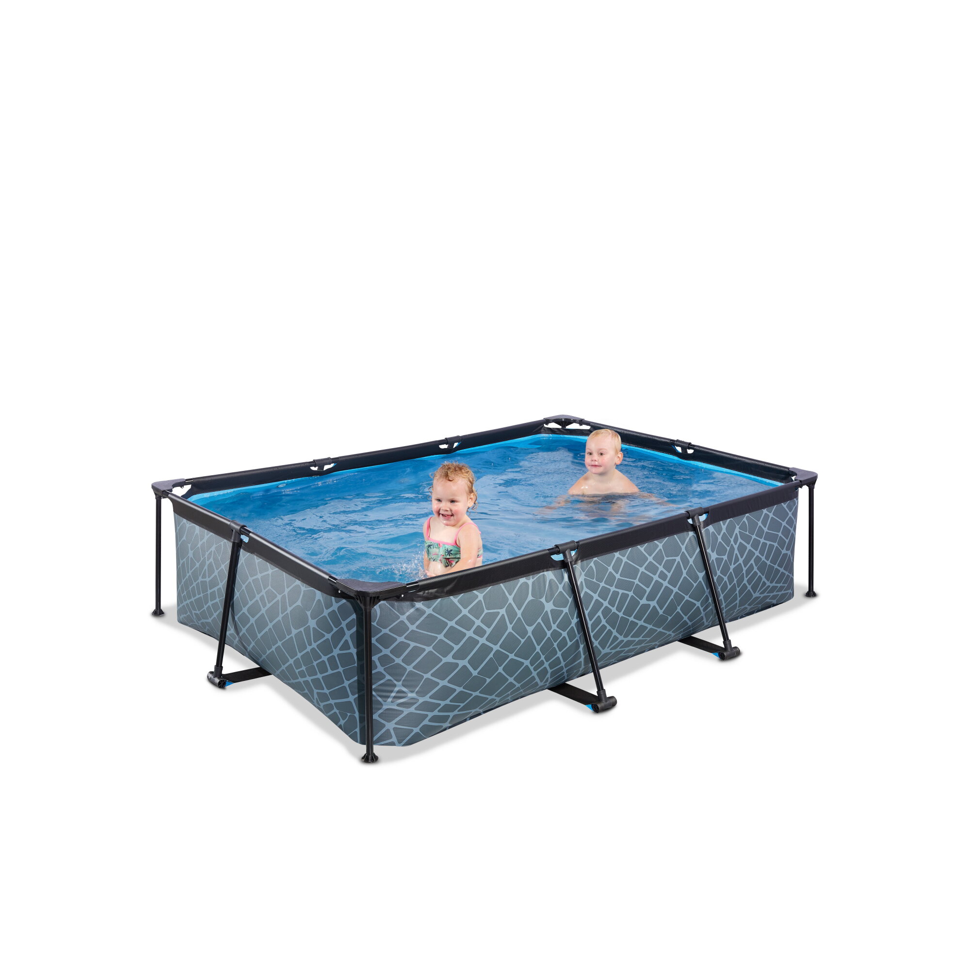EXIT Stone Pool 220x150x65cm mit Filterpumpe - grau | EXIT Toys